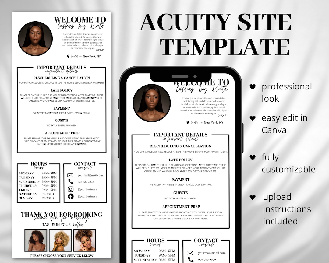 White Acuity Scheduling Template, DIY Booking Site Template, Acuity ...