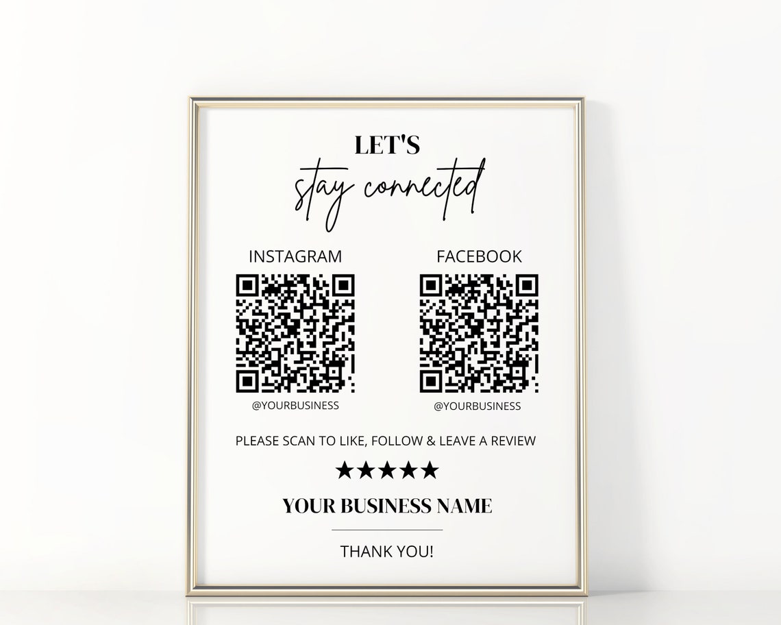 Editable Connect With Us Template, Social Media QR Code Sign Template ...