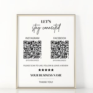 Editable Connect With Us Template, Social Media QR Code Sign Template ...
