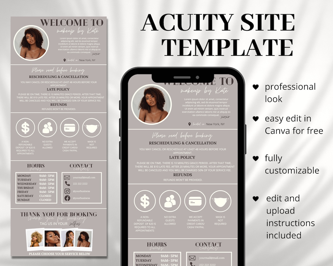 Acuity Scheduling Template, Acuity Booking Site, DIY Acuity Design ...