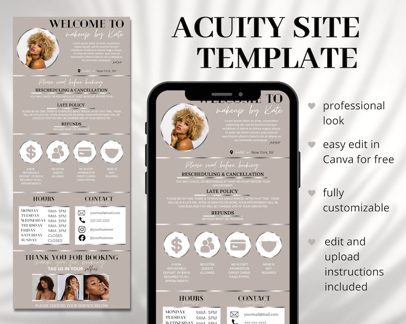 Acuity Scheduling Template DIY Booking Site Template Acuity - Etsy
