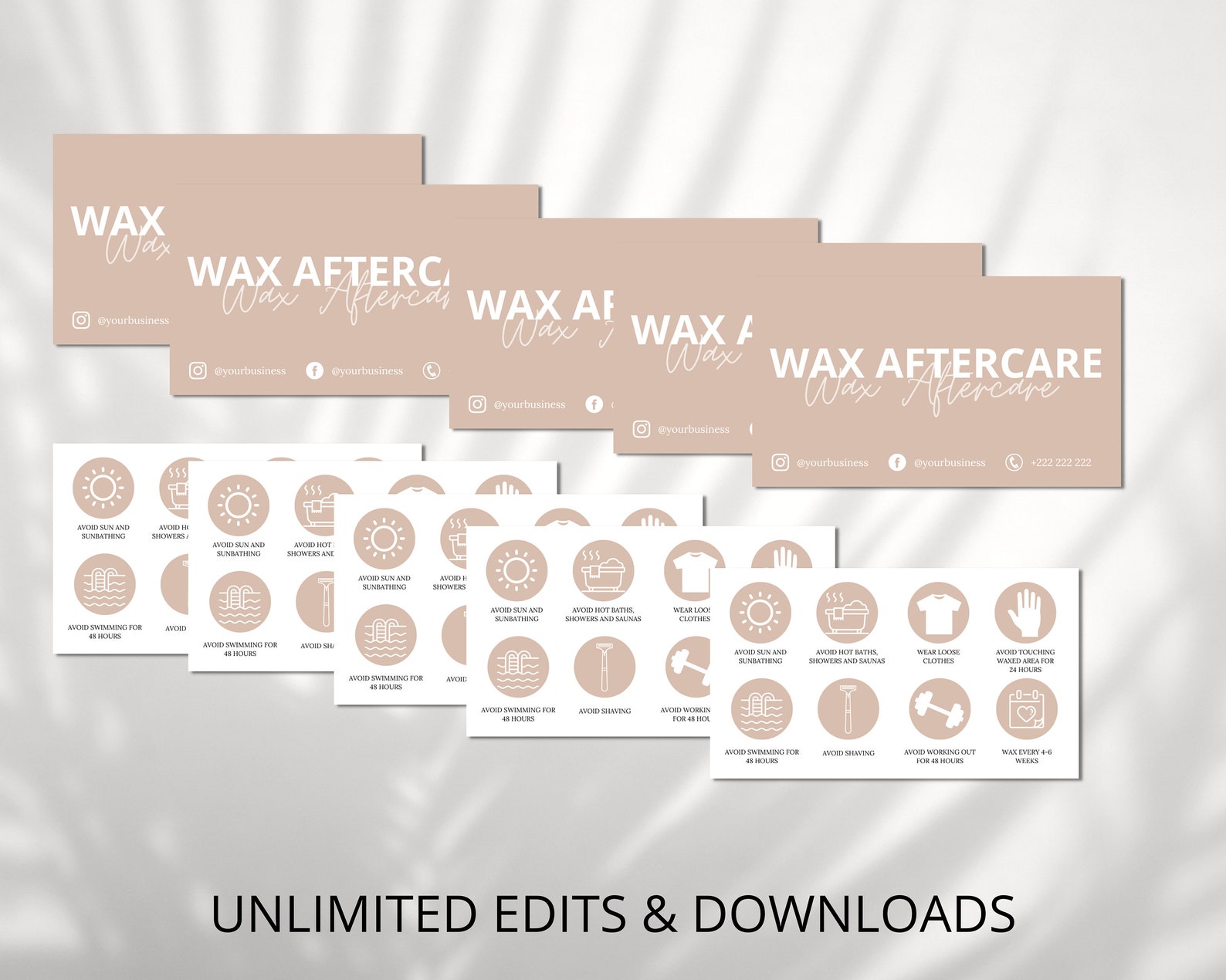 Waxing Aftercare Card Template, Printable Hair Removal Care Cards ...
