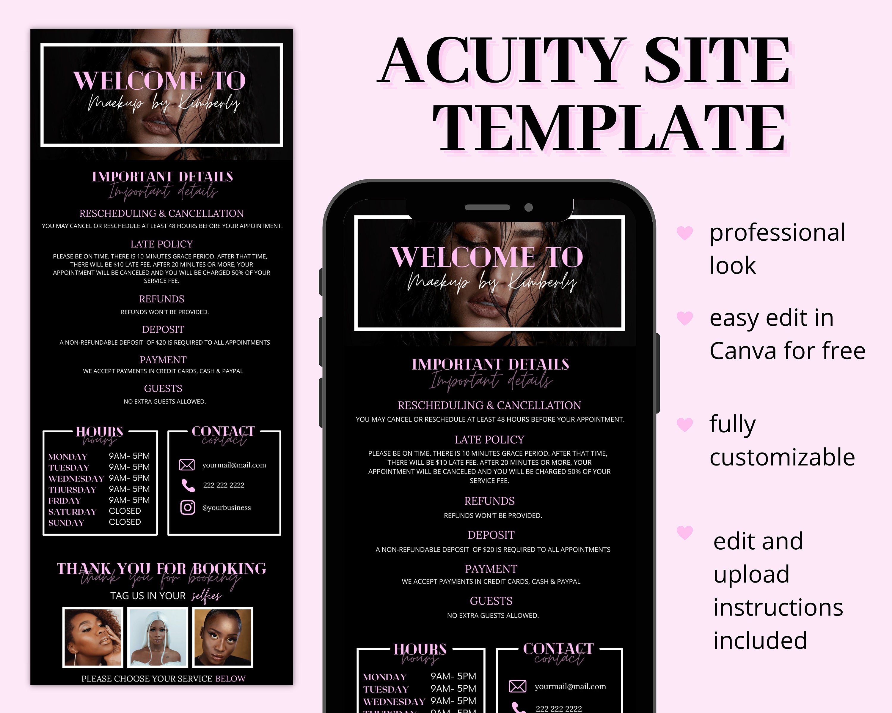 Acuity Scheduling Template Acuity Booking Site DIY Acuity - Etsy