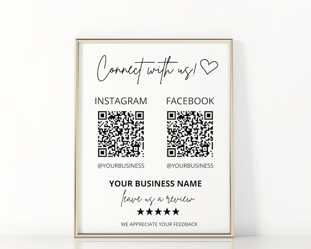 Editable Connect With Us Template, Social Media QR Code Sign Template ...