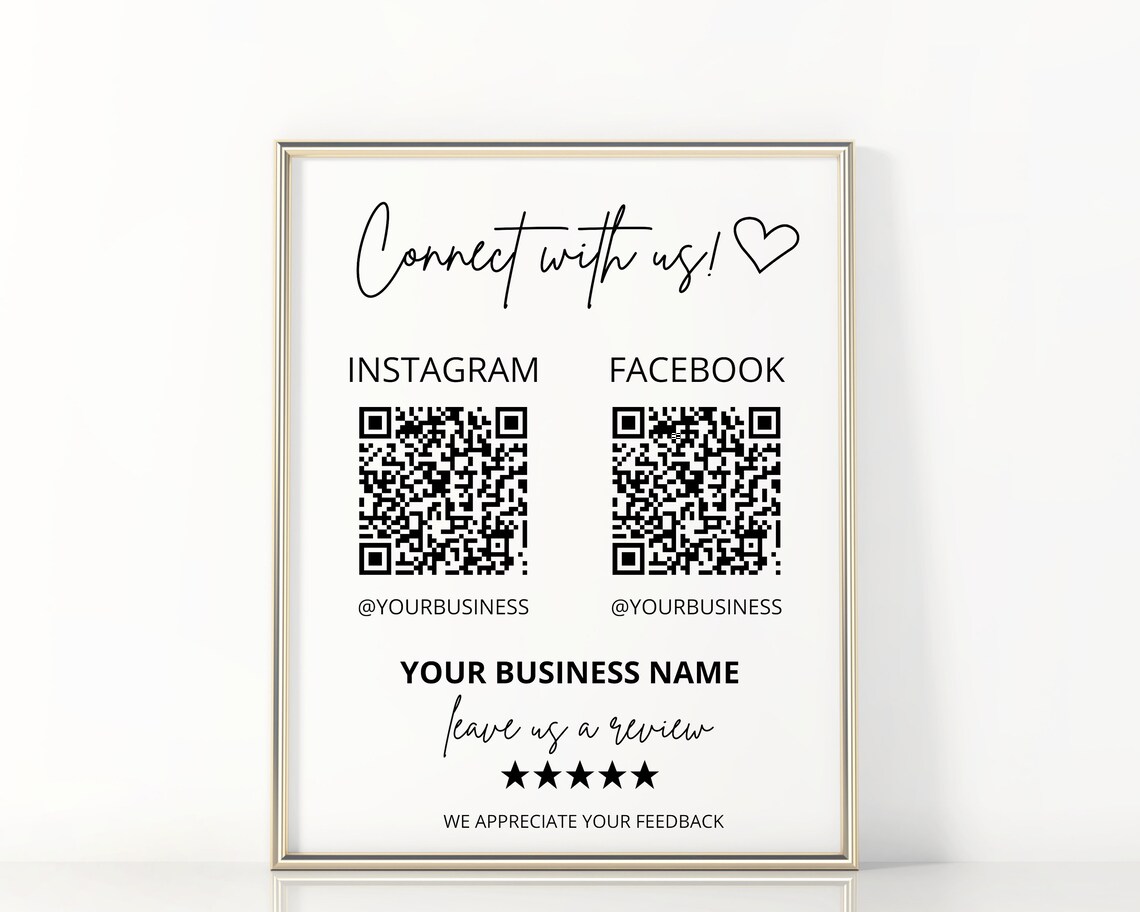 Editable Connect With Us Template Social Media QR Code Sign - Etsy