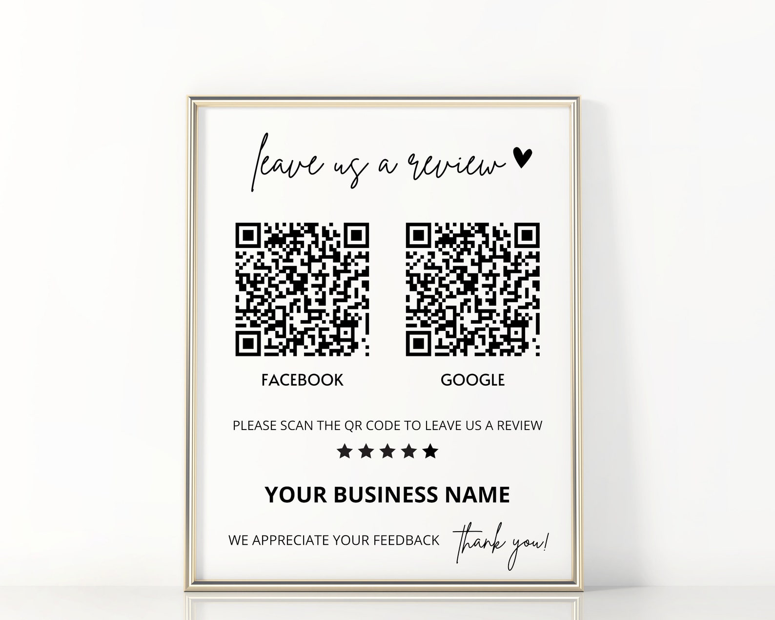 Editable Leave Us A Review Template, Review Request QR Code Sign ...