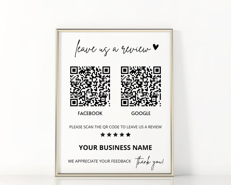 Editable Leave Us A Review Template Review Request QR Code - Etsy