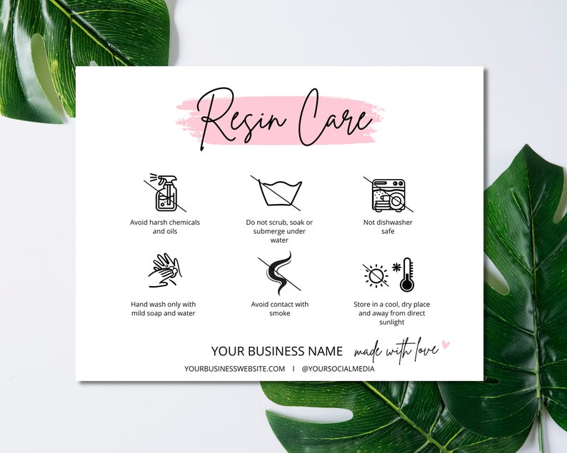 Resin Care Card Template, Resin Product Care Instructions Guide ...