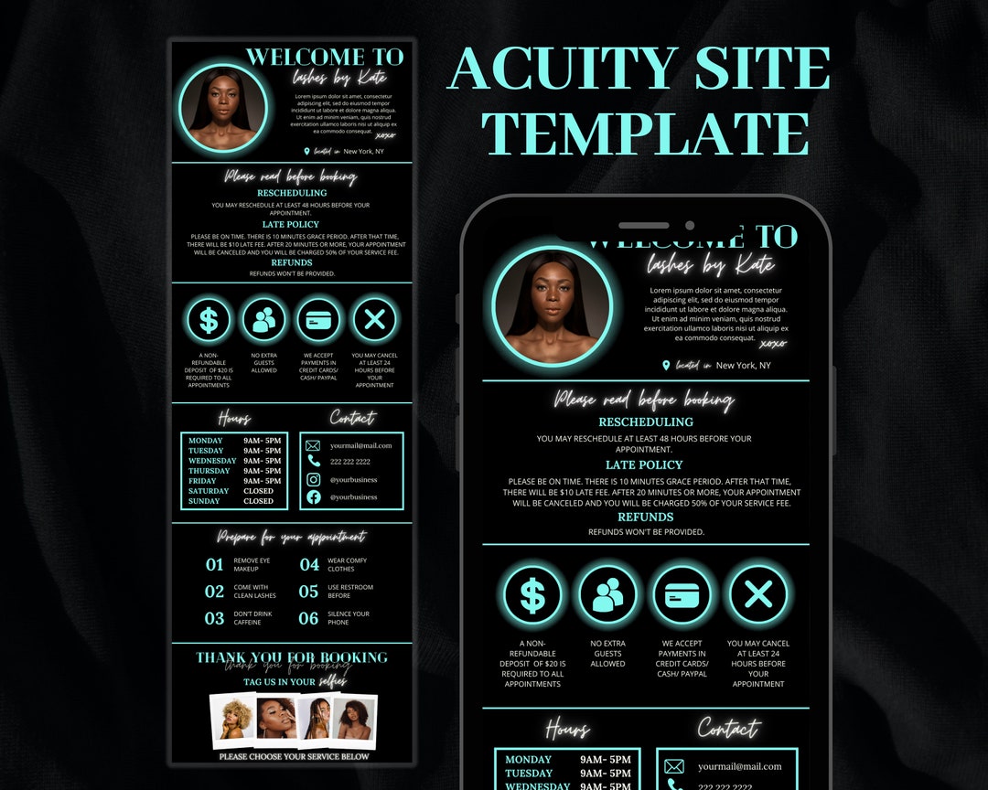Neon Acuity Scheduling Template, DIY Acuity Booking Site Template ...