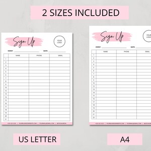 Editable Sign up Sheet Template Printable Sign up Template - Etsy