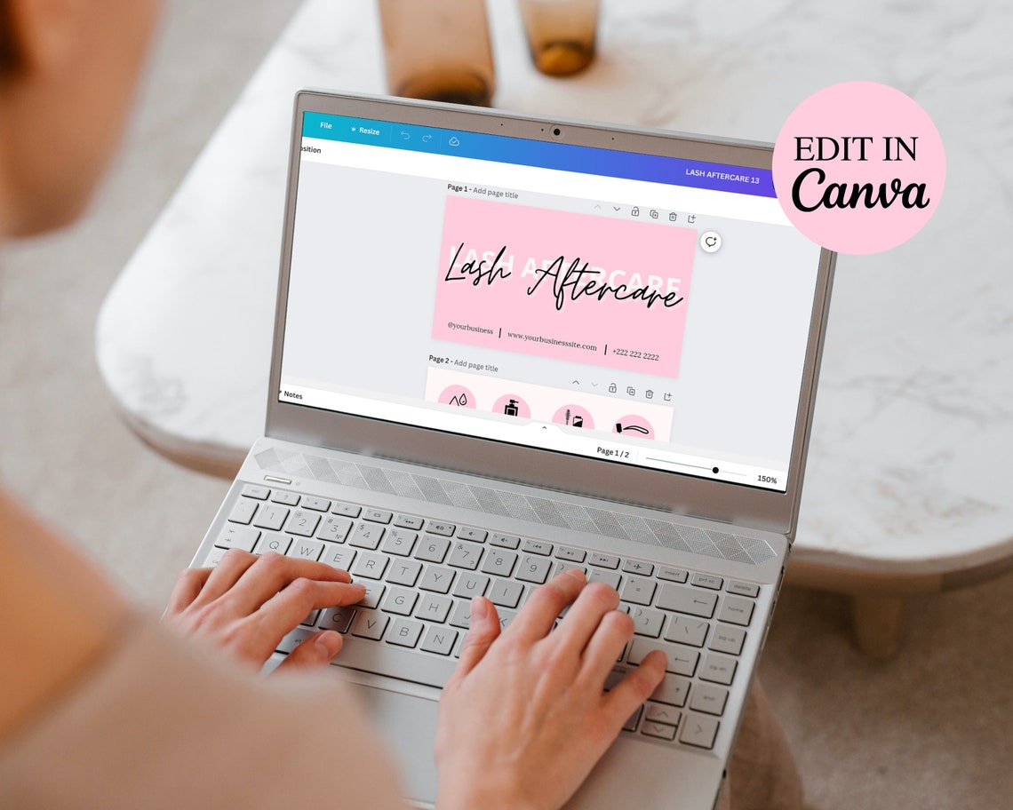 Pink Lash Aftercare Card Template, Printable Eyelash Care Cards ...
