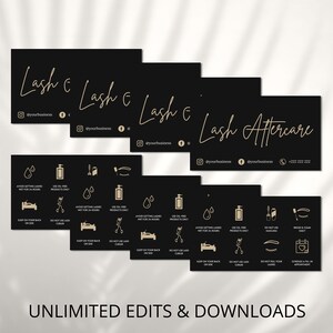 Lash Aftercare Card Template, Printable Eyelash Care Cards, Editable ...