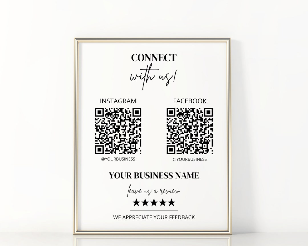 Editable Connect With Us Template, Social Media QR Code Sign Template ...