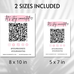 Editable Let's Stay Connected Template, Social Media QR Code Sign ...