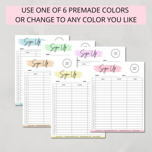 Editable Sign up Sheet Template Printable Sign up Template - Etsy