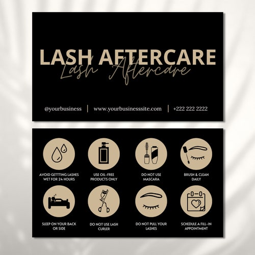 Eyelash Extensions Aftercare Card Template Printable Eyelash - Etsy