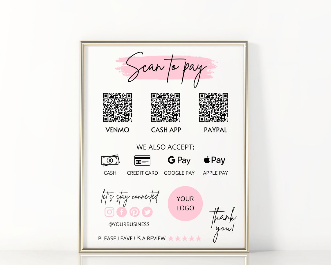 Small Business Signs Bundle QR Code Sign Template Printable - Etsy