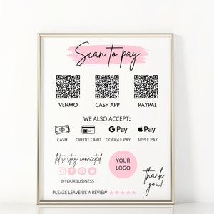 Small Business Signs Bundle, QR Code Sign Template, Printable Scan to ...