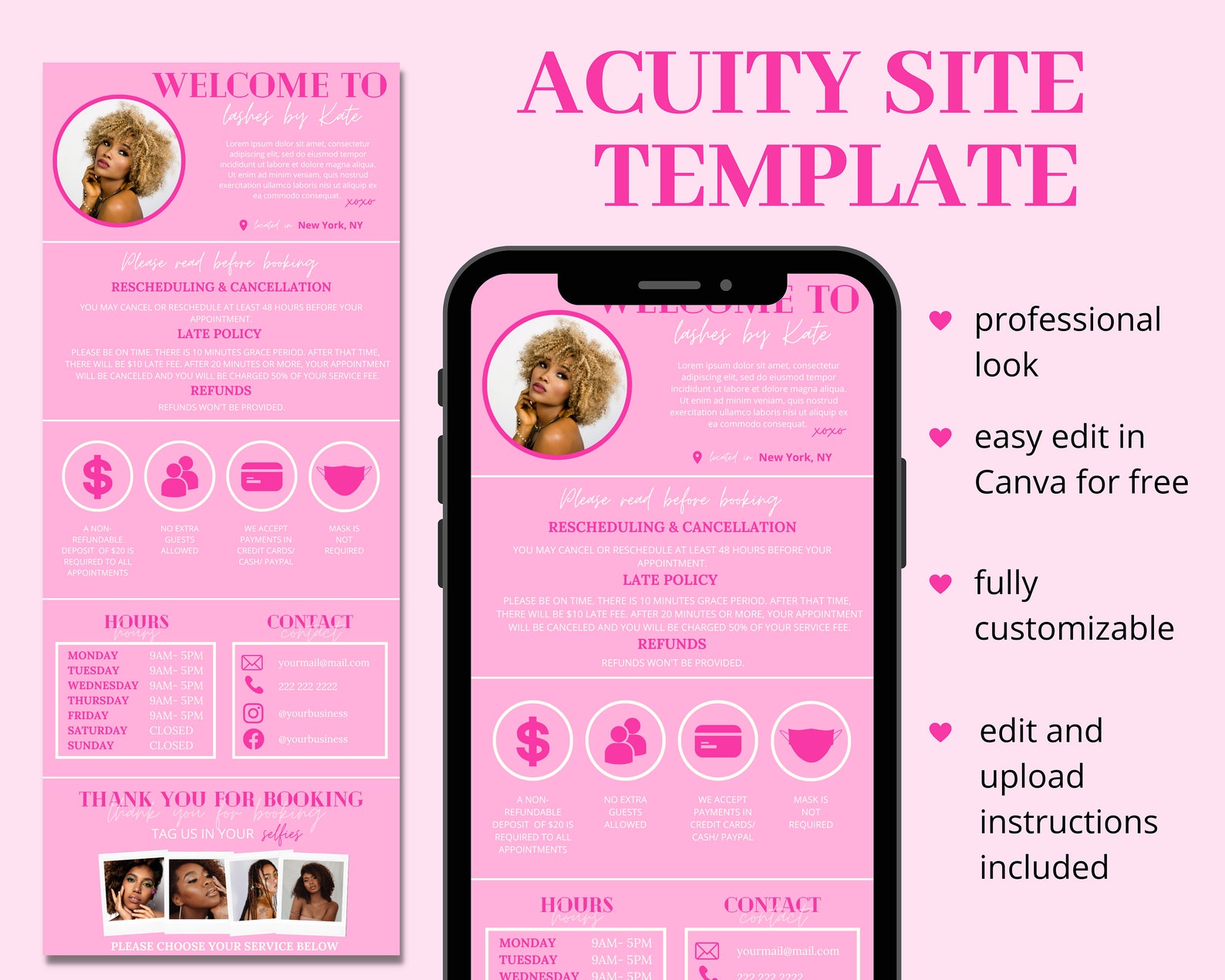 Acuity Scheduling Template Acuity Booking Site DIY Acuity - Etsy