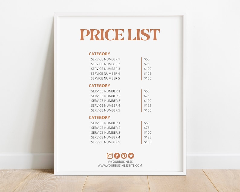 Printable & Electronic Price List Template Salon Price List - Etsy