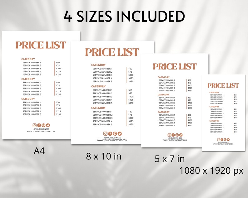 Printable & Electronic Price List Template Salon Price List - Etsy