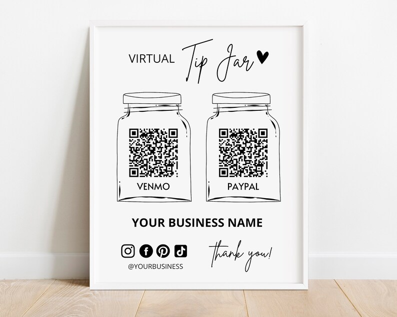 Small Business Signs Bundle QR Code Sign Template Printable - Etsy