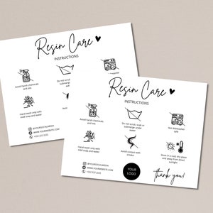Resin Care Card Template, Resin Product Care Instructions Guide ...