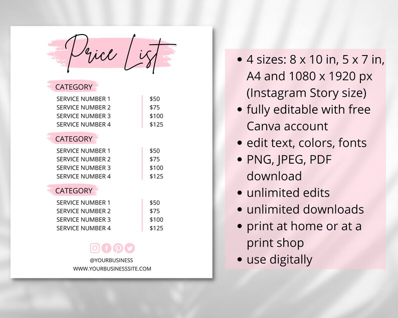 Payment Sign & Price List Template Bundle QR Code Sign - Etsy