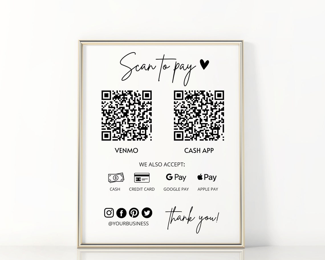 Small Business Signs Bundle QR Code Sign Template Printable - Etsy
