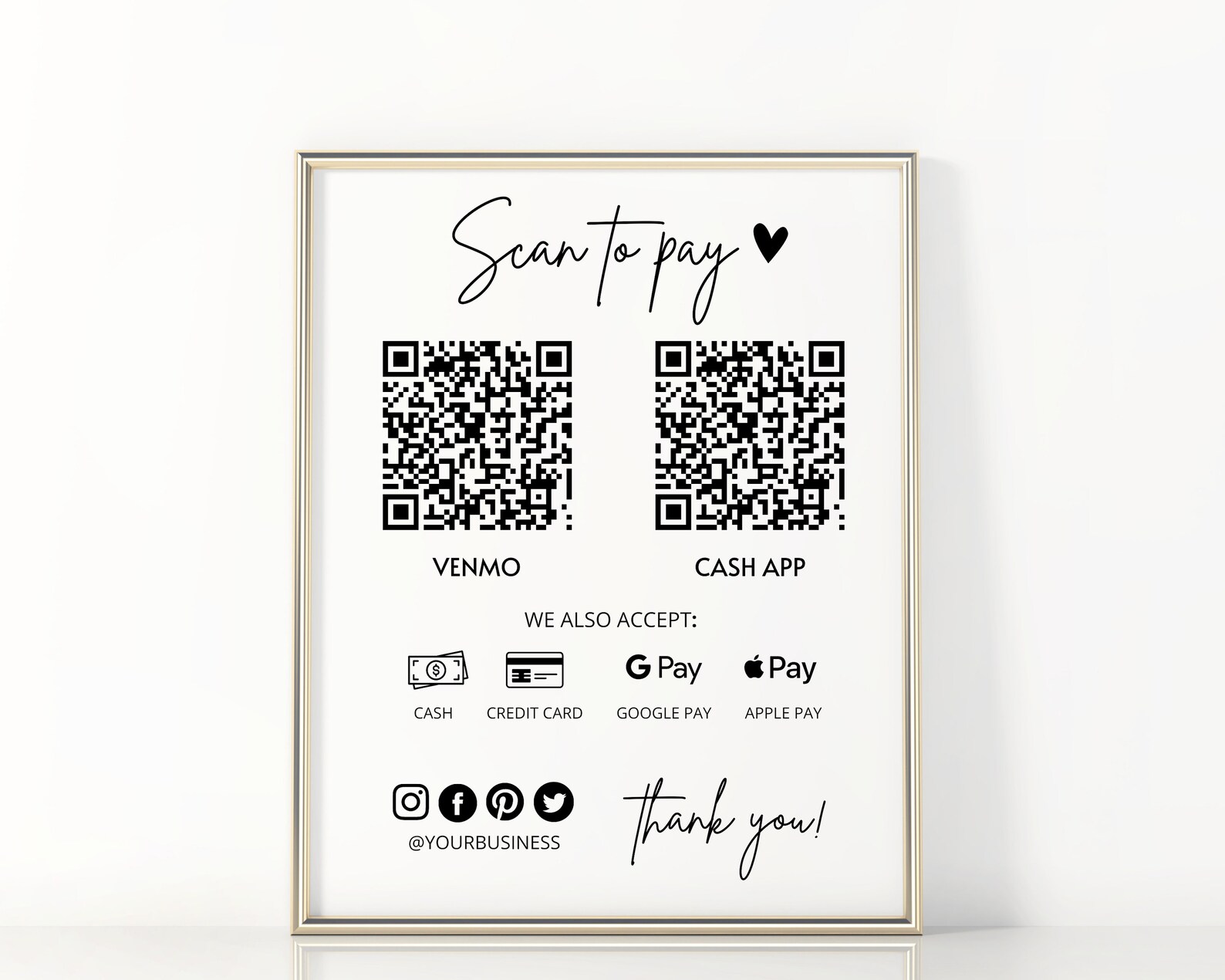 Small Business Signs Bundle QR Code Sign Template Printable - Etsy