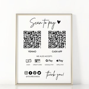 Small Business Signs Bundle, QR Code Sign Template, Printable Scan to ...