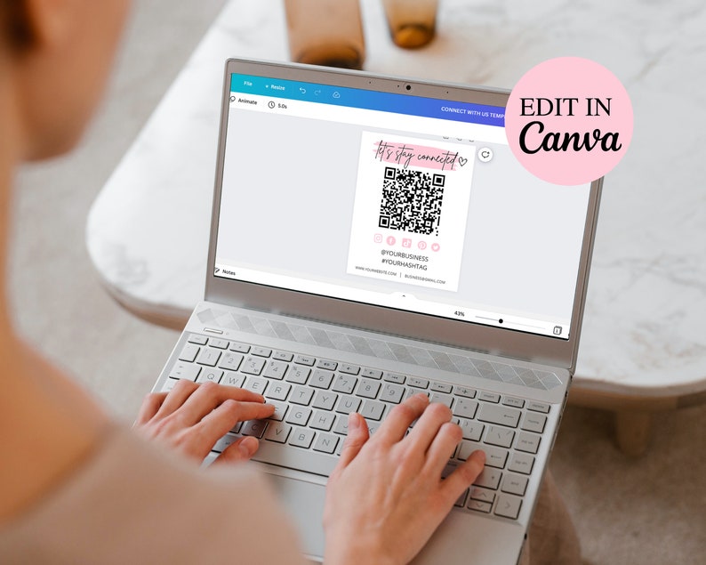 Editable Let's Stay Connected Template, Social Media QR Code Sign ...