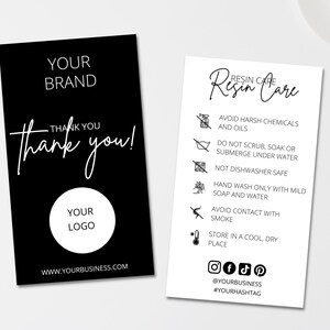 Resin Care Card Template, Resin Product Care Instructions Guide ...