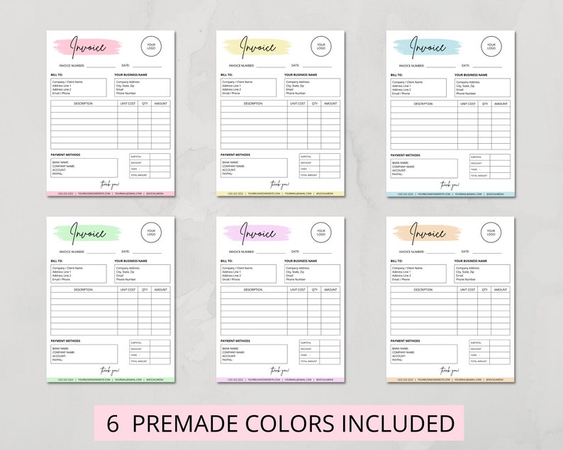 Editable Invoice Template, Printable Invoice Form, Small Business ...