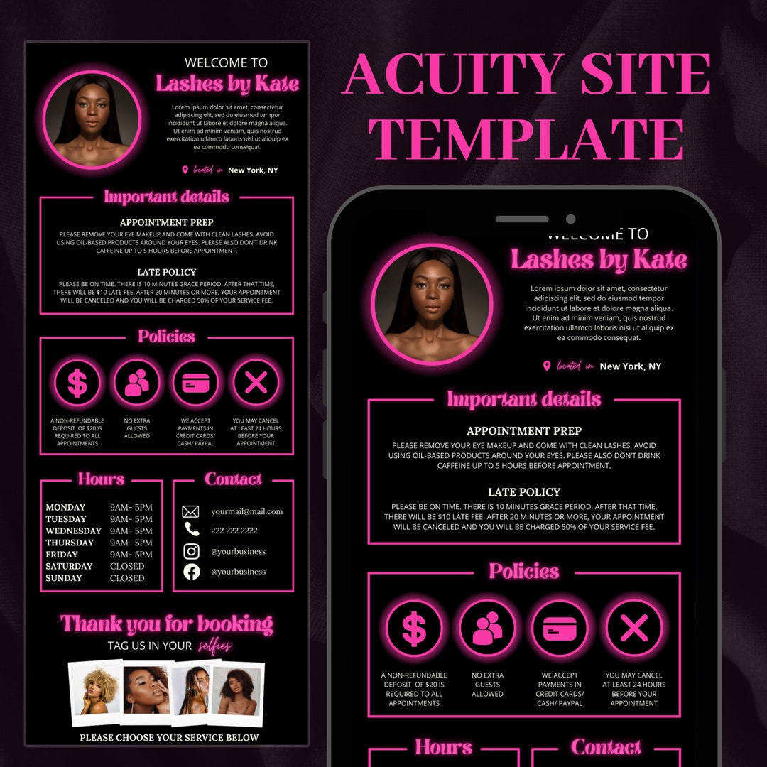 Neon Pink Acuity Scheduling Template, DIY Booking Site Template, Acuity ...