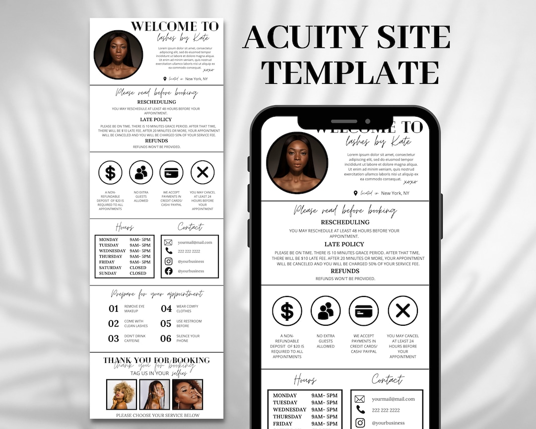 Acuity Scheduling Template, DIY Acuity Booking Site Template, Acuity ...