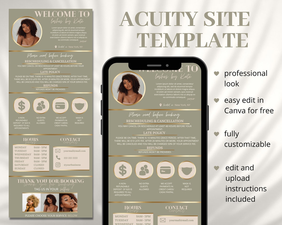 Acuity Scheduling Template, Acuity Booking Site, DIY Acuity Design ...