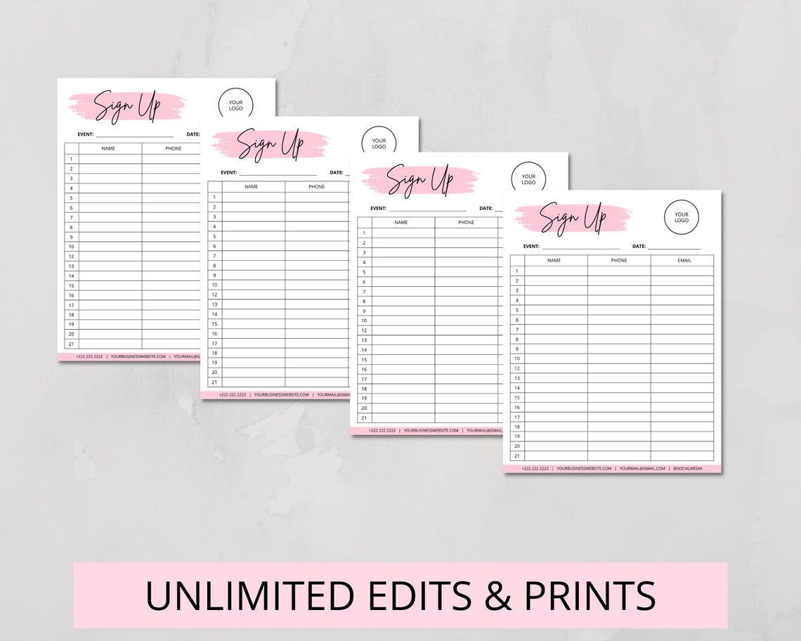 Editable Sign up Sheet Template Printable Sign up Template - Etsy