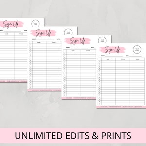 Editable Sign up Sheet Template Printable Sign up Template - Etsy