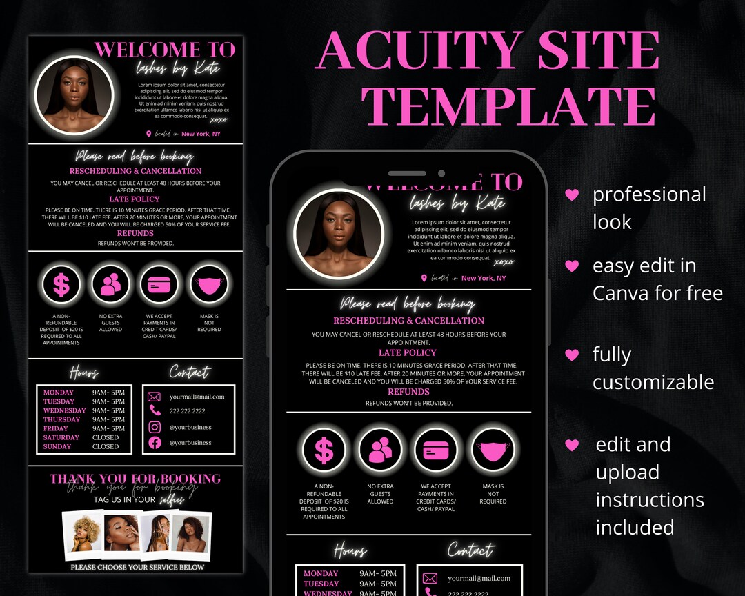 Acuity Scheduling Template, Acuity Booking Site, DIY Acuity Design ...