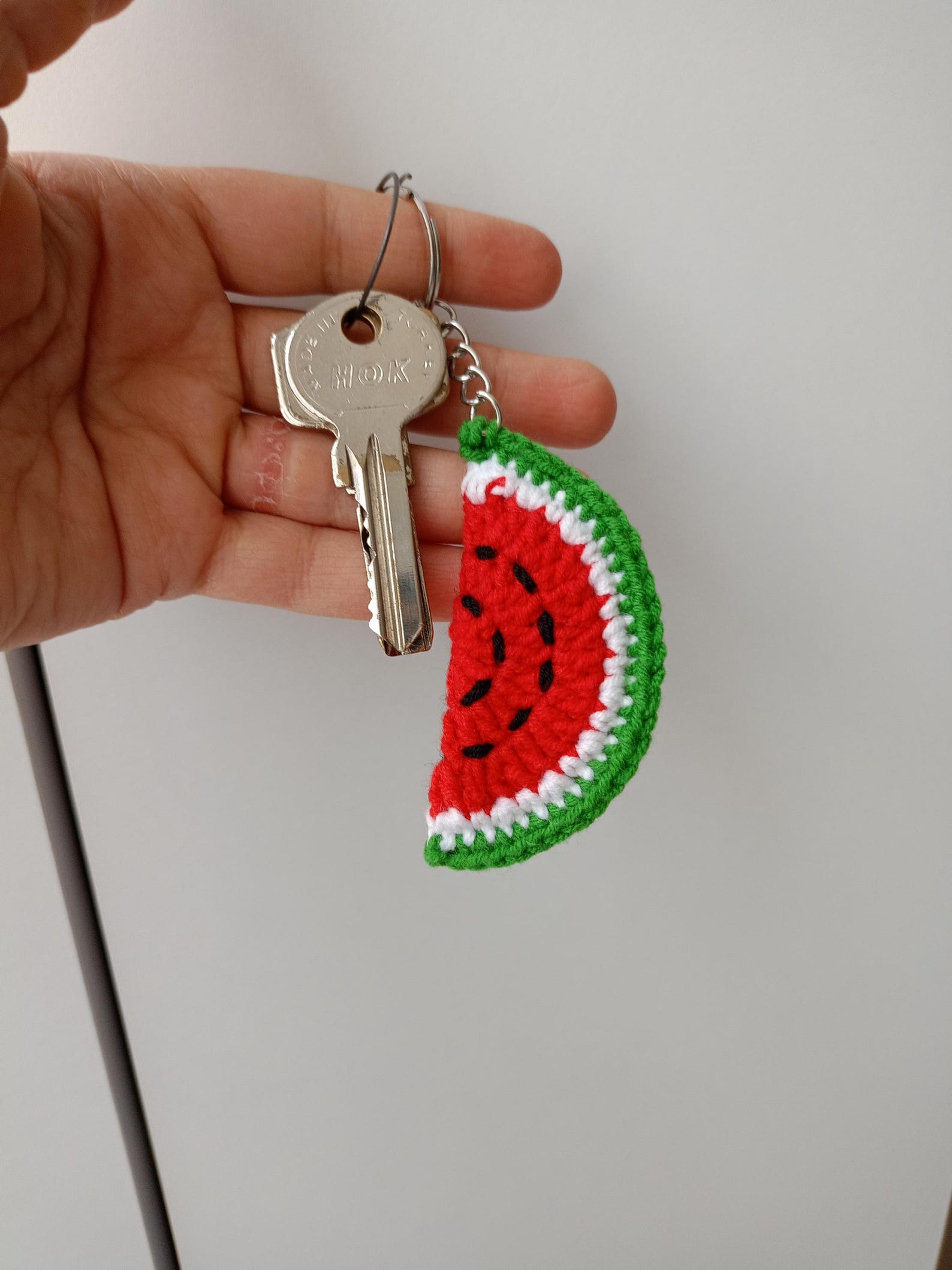 Watermelon Keychain,amigurimi Fruit Keychain, Watermelon Slice Keyring ...