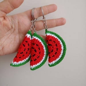 Watermelon Keychain,amigurimi Fruit Keychain, Watermelon Slice Keyring ...