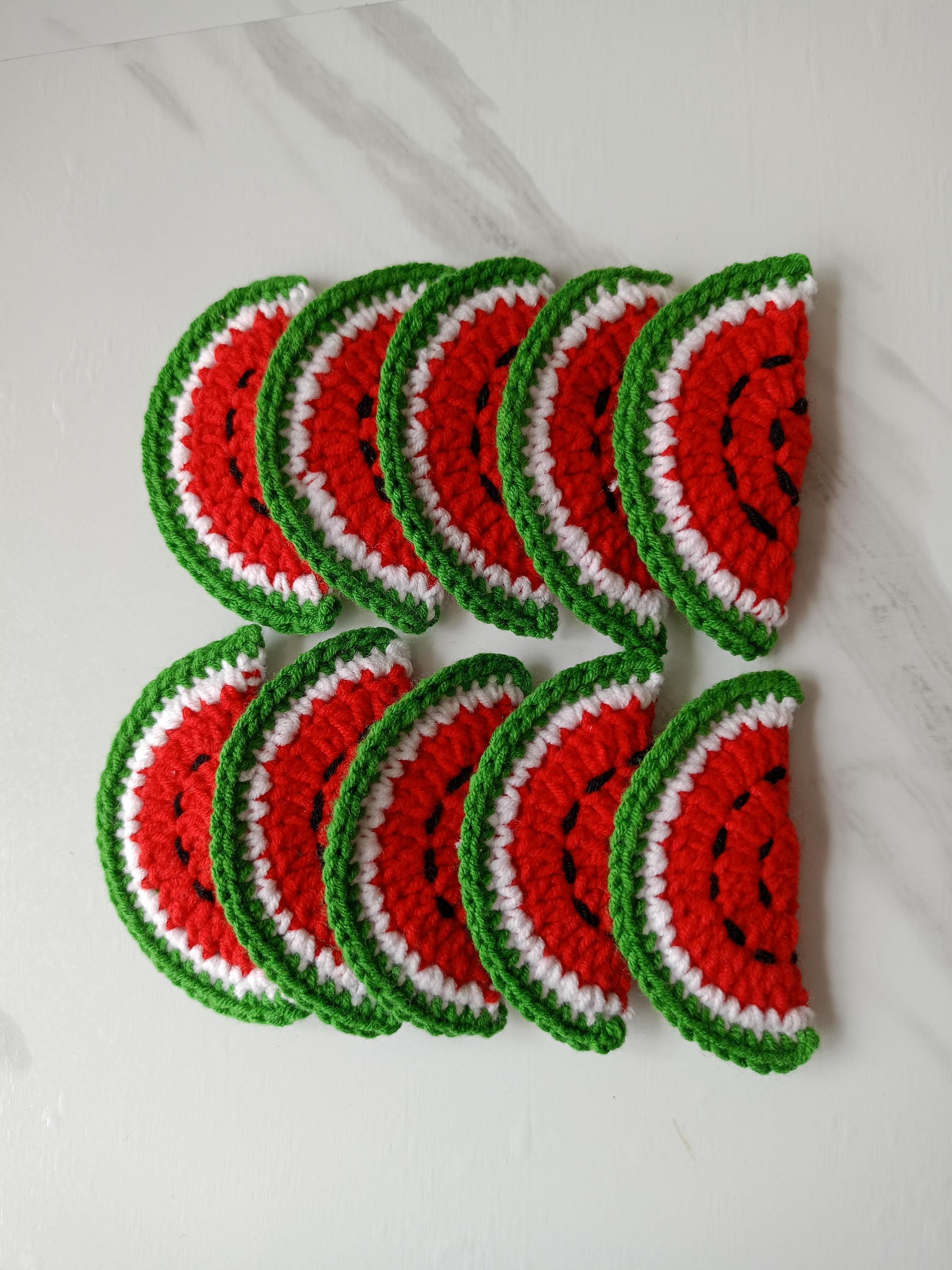 Crochet Watermelon Slice Appliques: Cotton Embellishments - Etsy