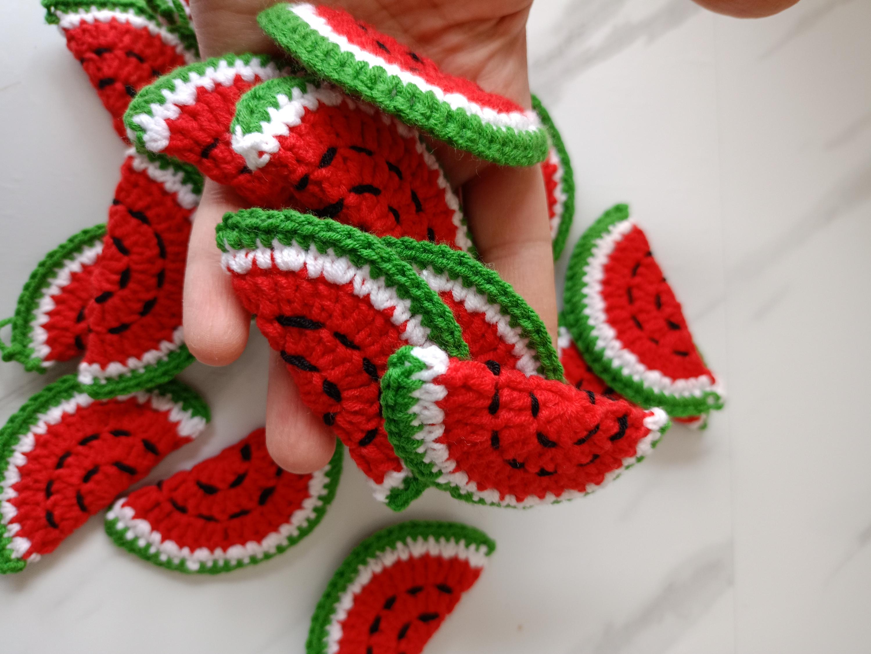 10 Pieces Crochet Watermelon Slice Motif Crochet Applıque Fruit for ...