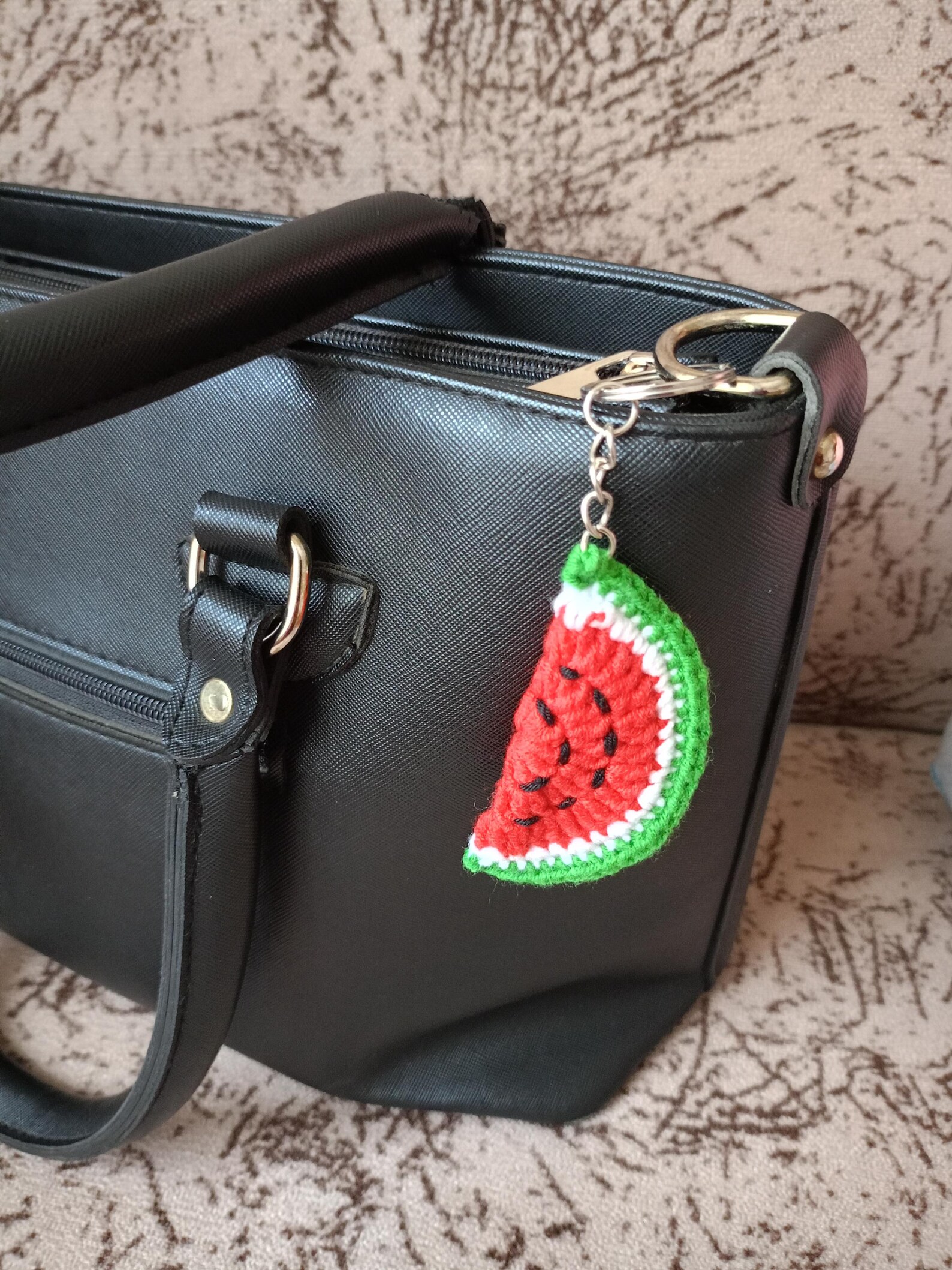 Watermelon Keychain,amigurimi Fruit Keychain, Watermelon Slice Keyring ...