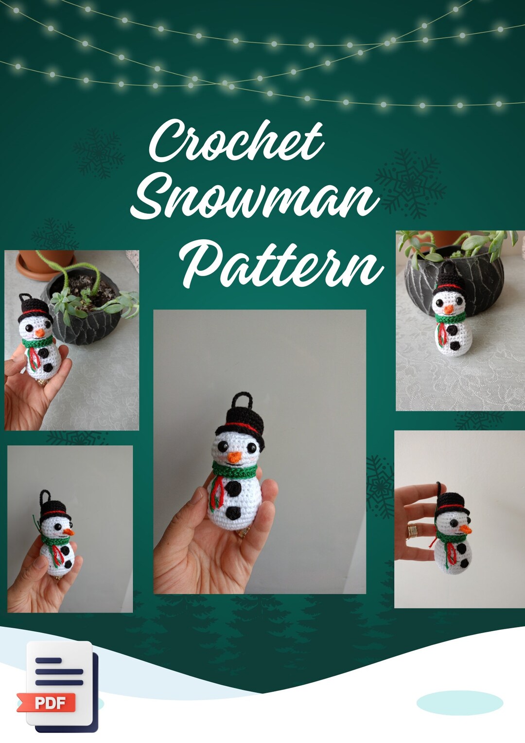 Easy Crochet Snowman Pattern PDF Crochet Snowman Keychain - Etsy