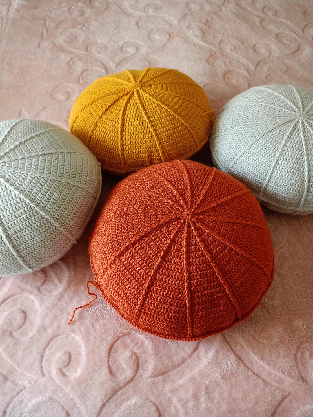 Crochet Round Pillow Pattern: Pom Pom Cushion (digital Download) - Etsy