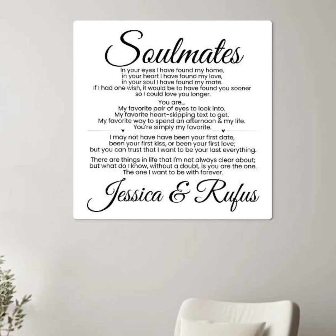 Personalized Soulmates Metal Print, Anniversary, Christmas, Birthday ...