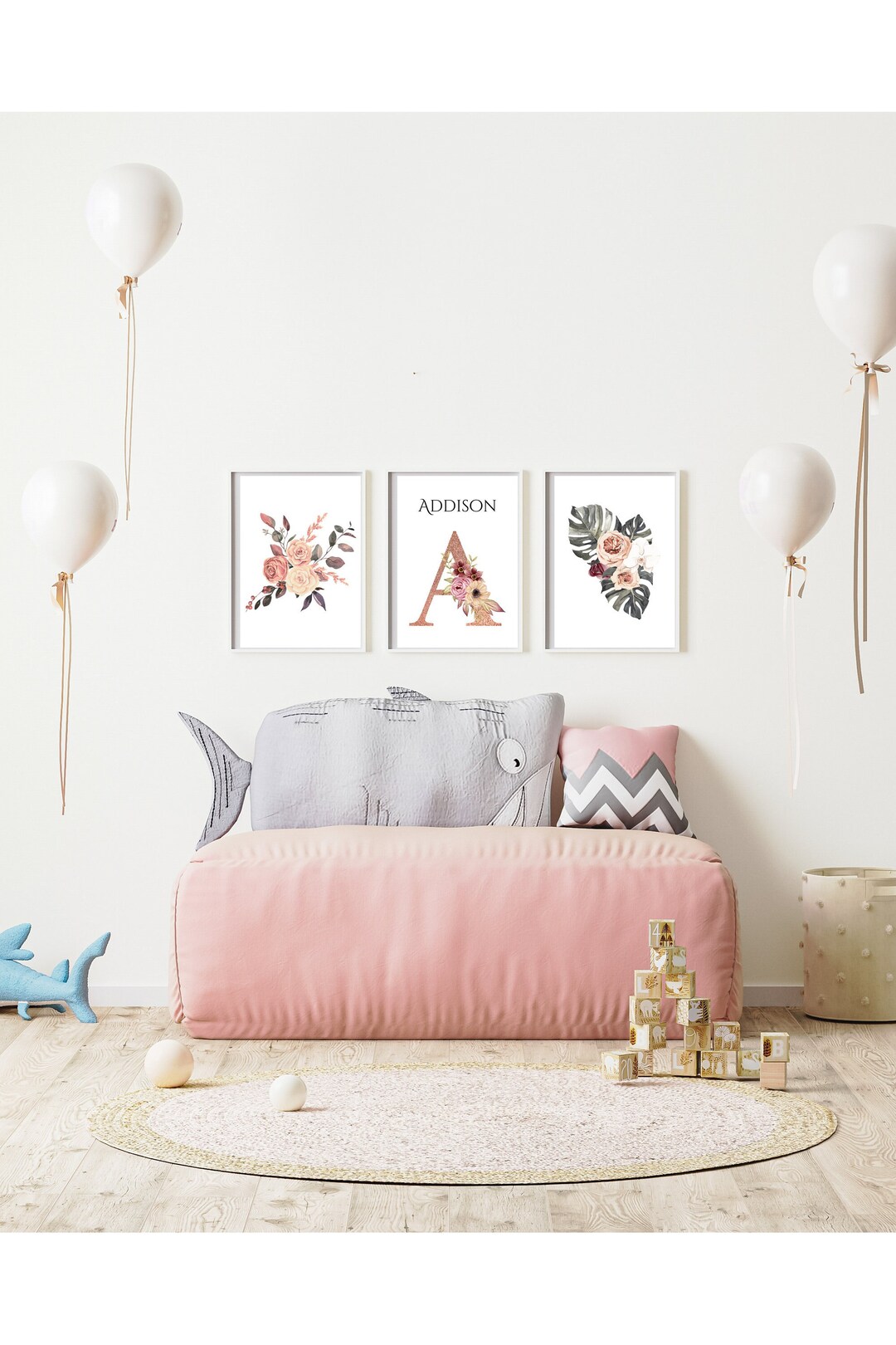 Personalized Name, Initial/monogram on Canvas Wrapped Wall Art Set of 3 ...