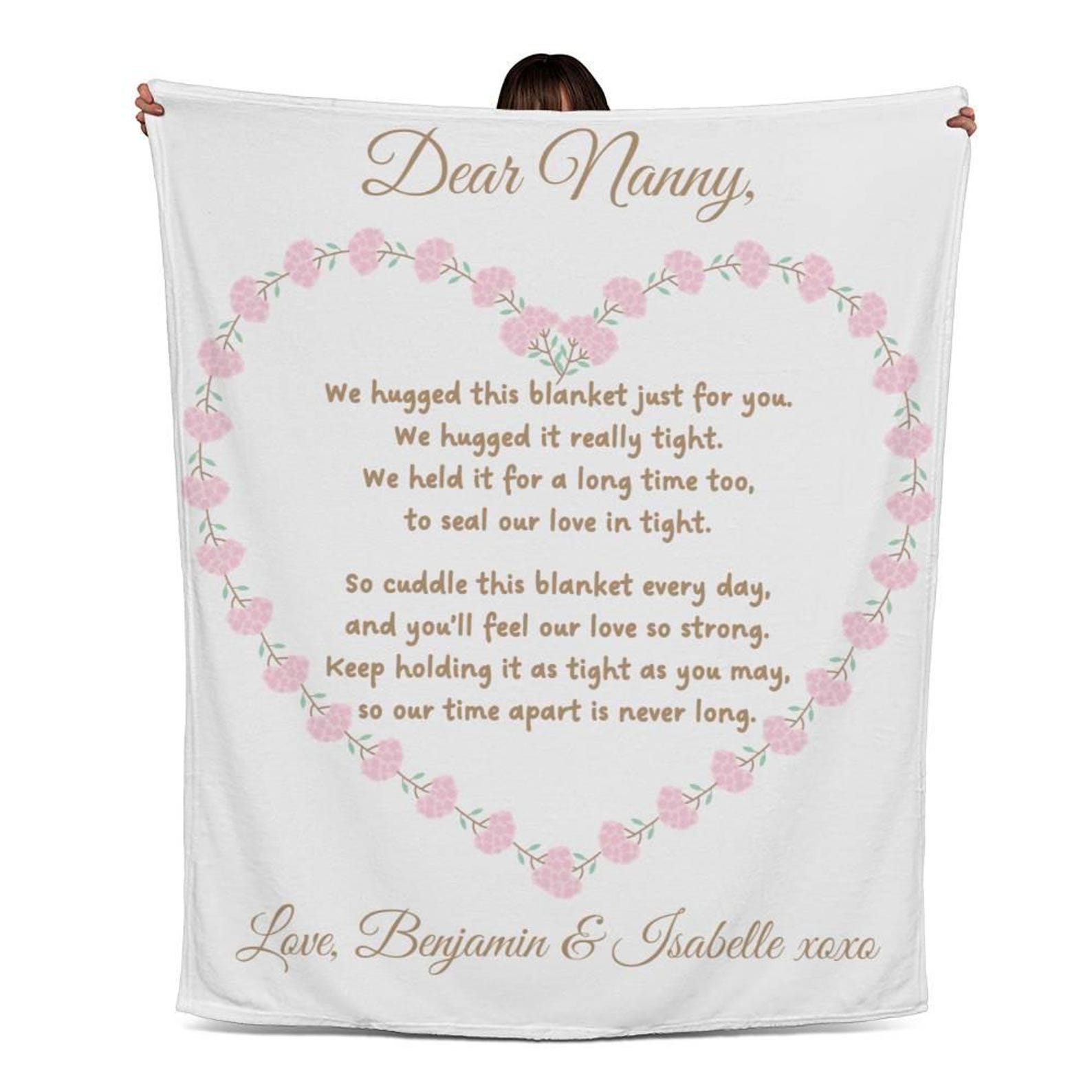 Personalized Hug Jersey Fleece Poem Blanket Gift for Special Loved Ones ...